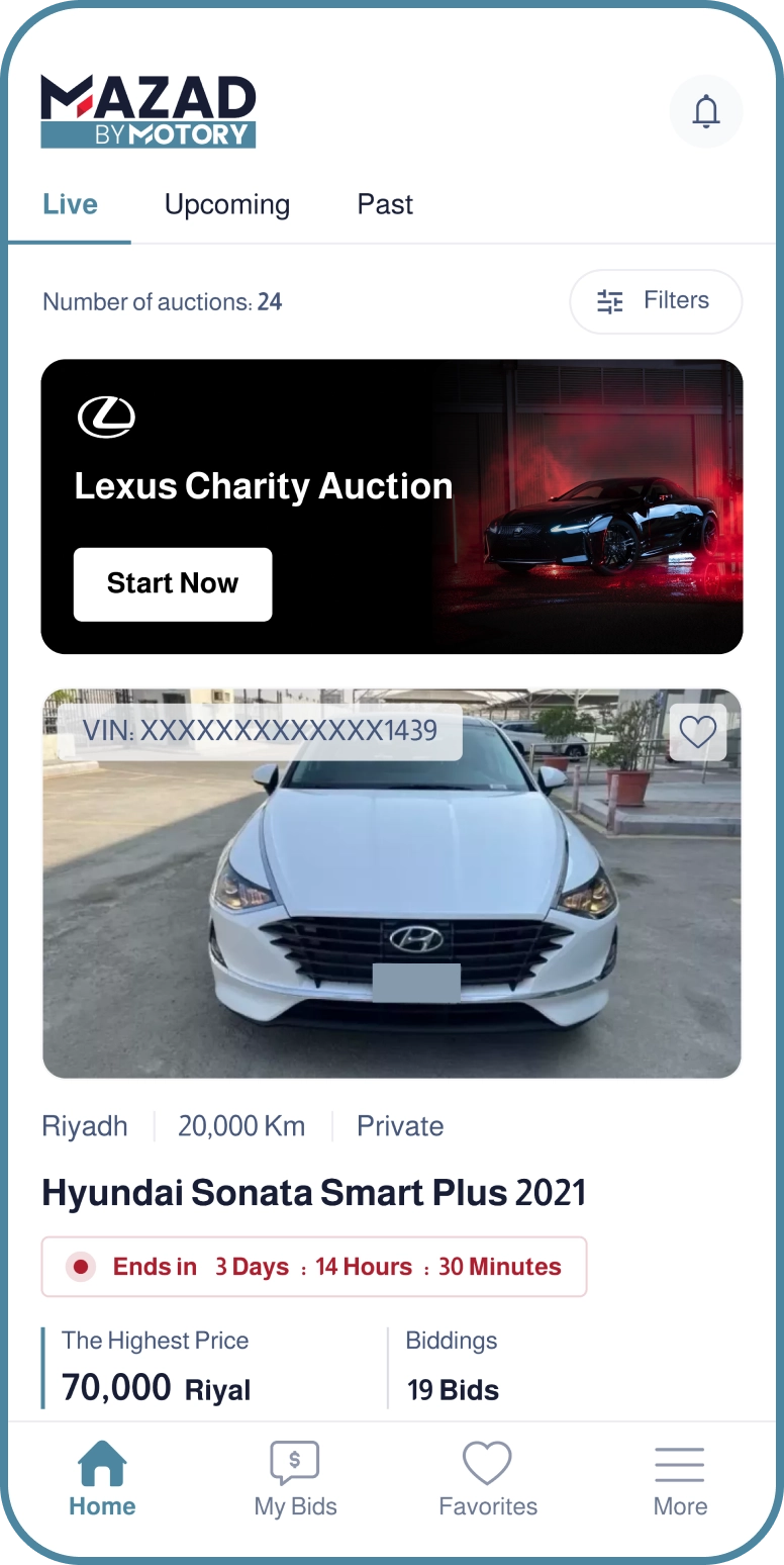 Vehicle Auction App in KSA | Mazad By Motory